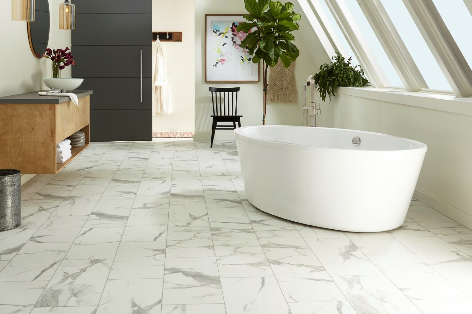 Allure : Urban Marble - Waterproof Luxury Vinyl Tile Flooring (White ...